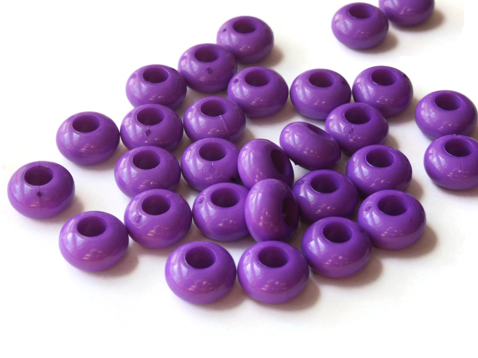 30 14mm x 8mm Large Hole Purple Beads Macrame Beads Rondelle | Etsy
