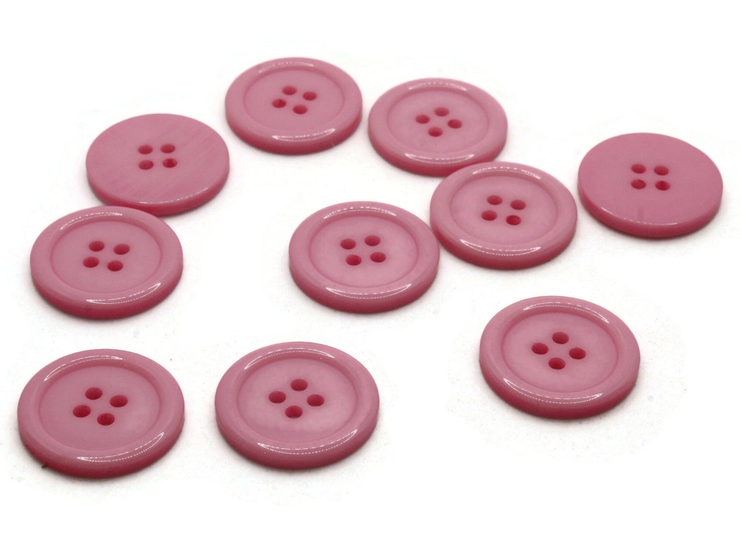 10 22mm Pink Buttons Flat Round Plastic Four Hole Buttons Jewelry ...