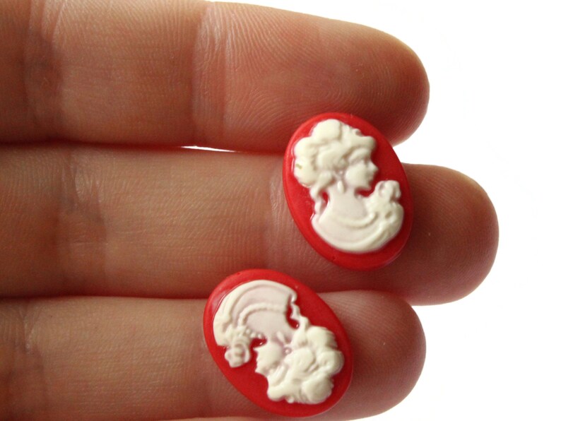 10 Red Cameo Cabochons Victorian Cameo Woman Face Cameo Cabs - Etsy