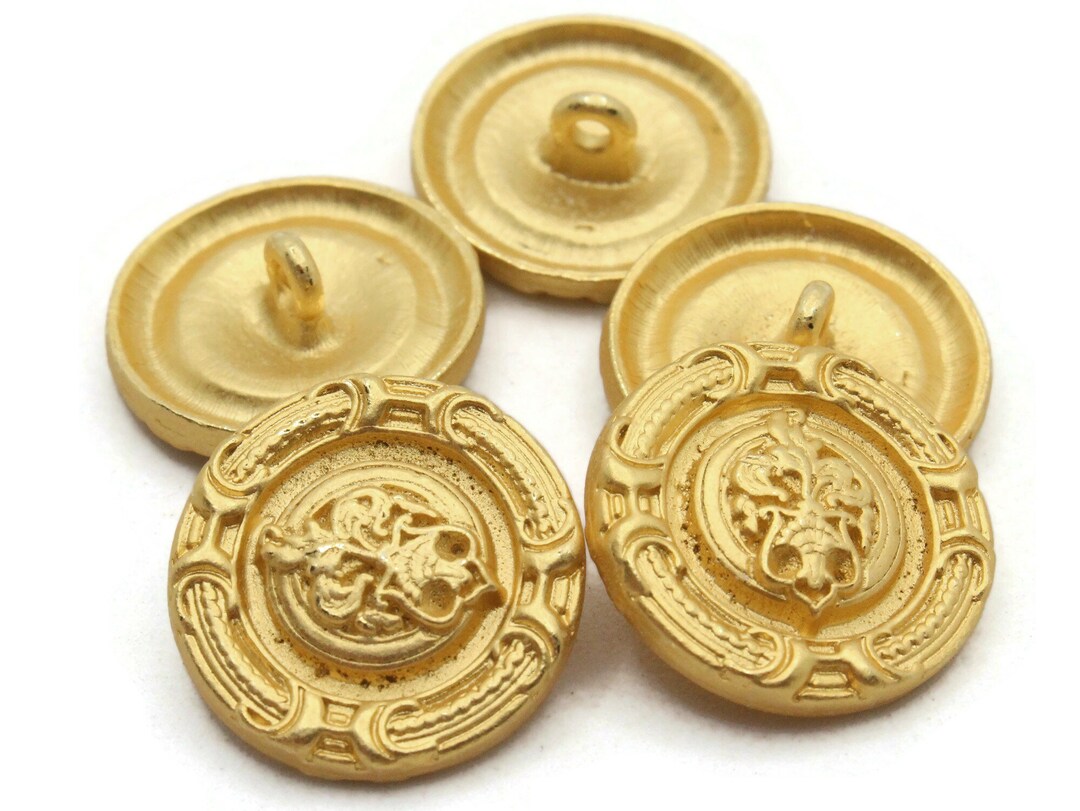 5 20mm Patterned Gold Shank Buttons Metal Alloy Buttons Jewelry Making ...