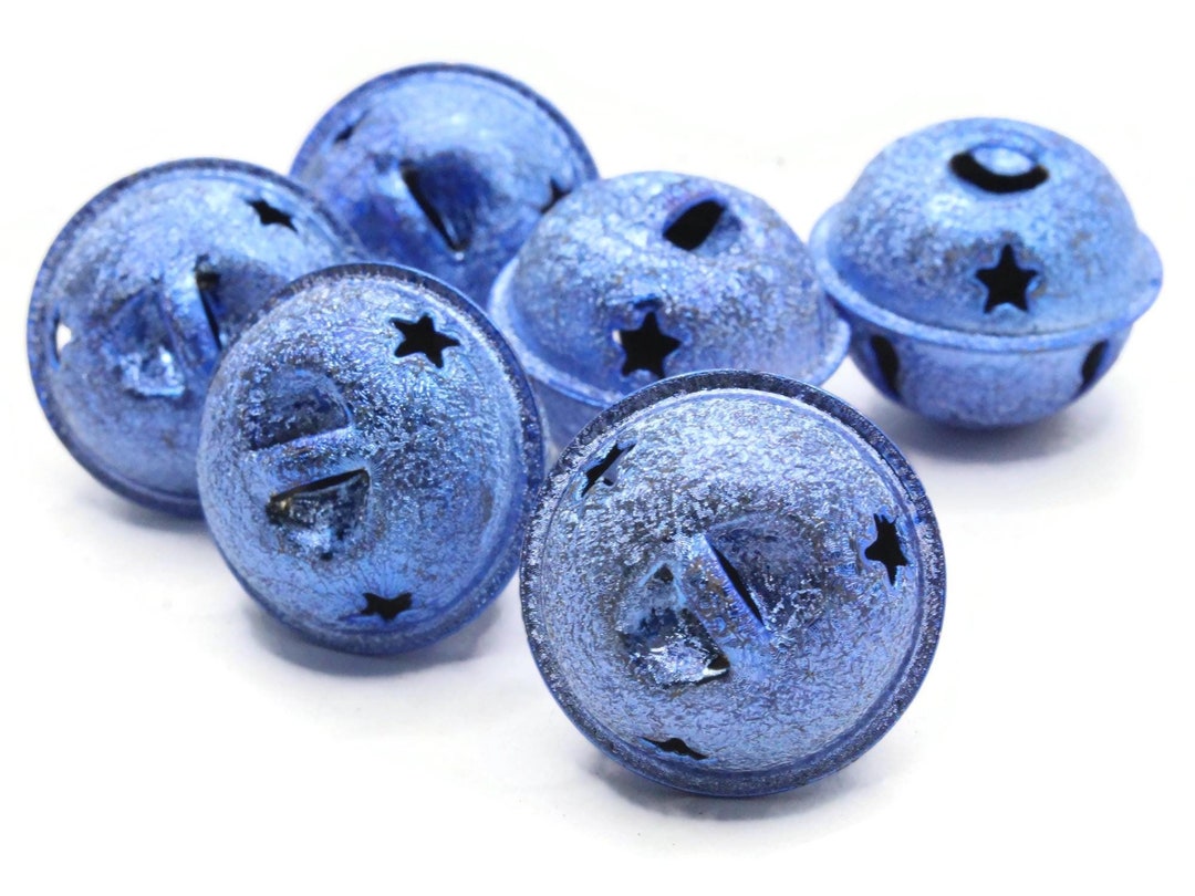6 Blue Jingle Bells 24mm Bells Christmas Sleigh Bell Charms Beads ...