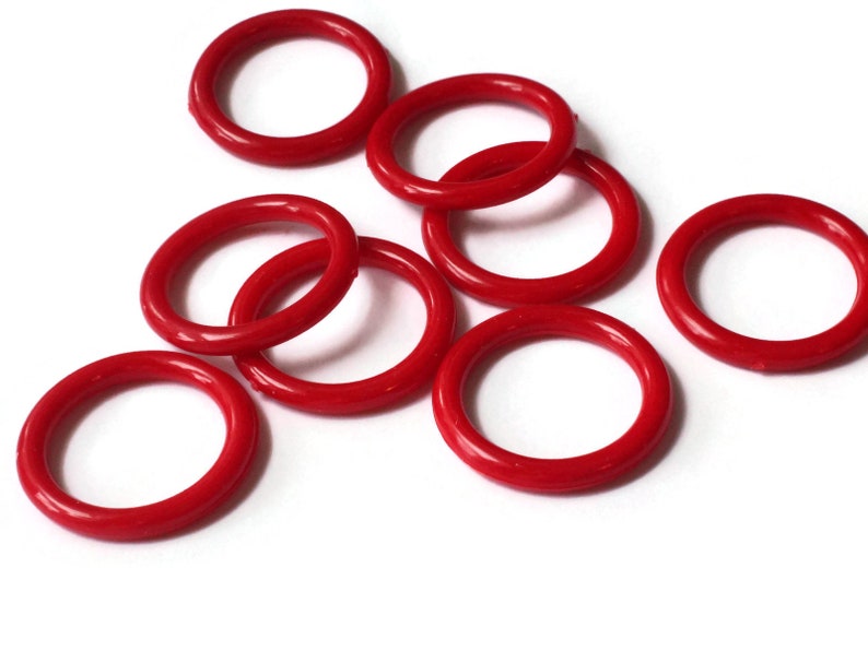 8 38mm Red Ring Beads Vintage Plastic Links Jewelry Making Beading ...