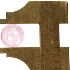 50 11mm Clear Light Pink Buttons Flat Round Plastic Two Hole Buttons ...