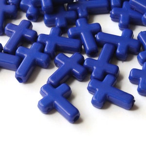 50 16mm Cross Beads Royal Blue Cross Beads Plastic Crosses Christian ...