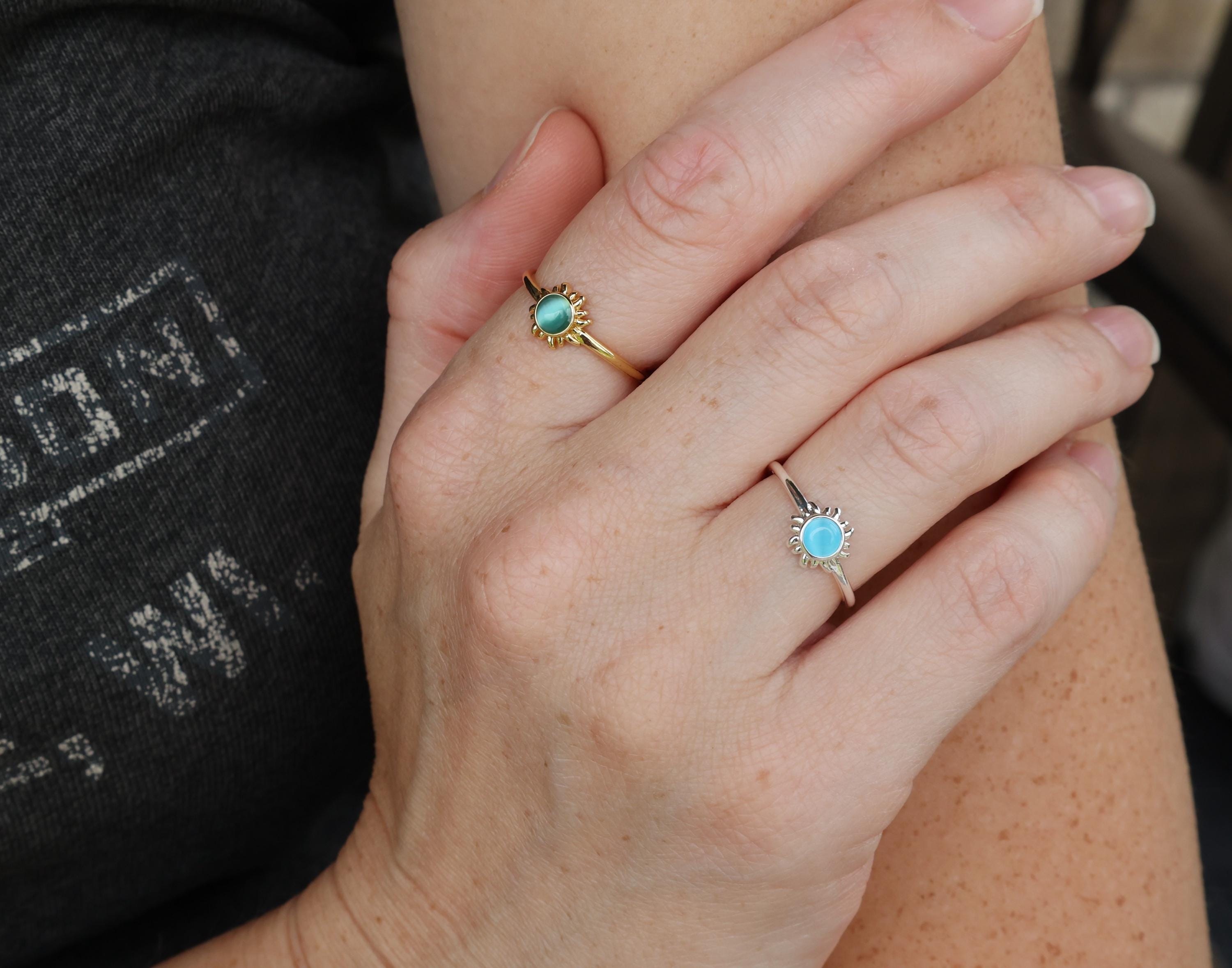 18K Gold Sun Ring, Dainty Sun Ring, Adjustable Minimalist Moonstone Sun ...