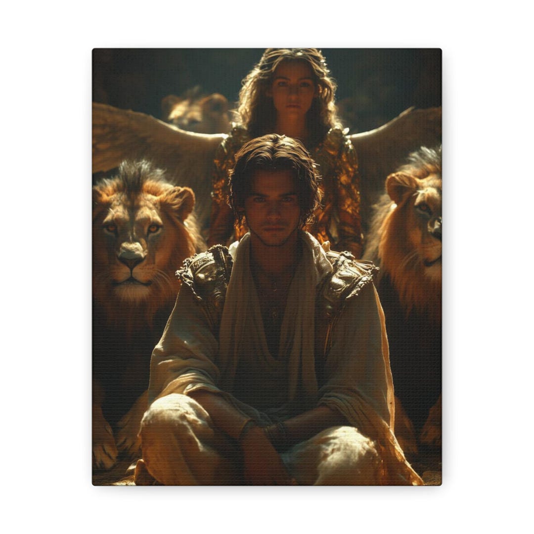 Daniel in the Lion's Den Biblical Art - Angelic Protection With Lions ...