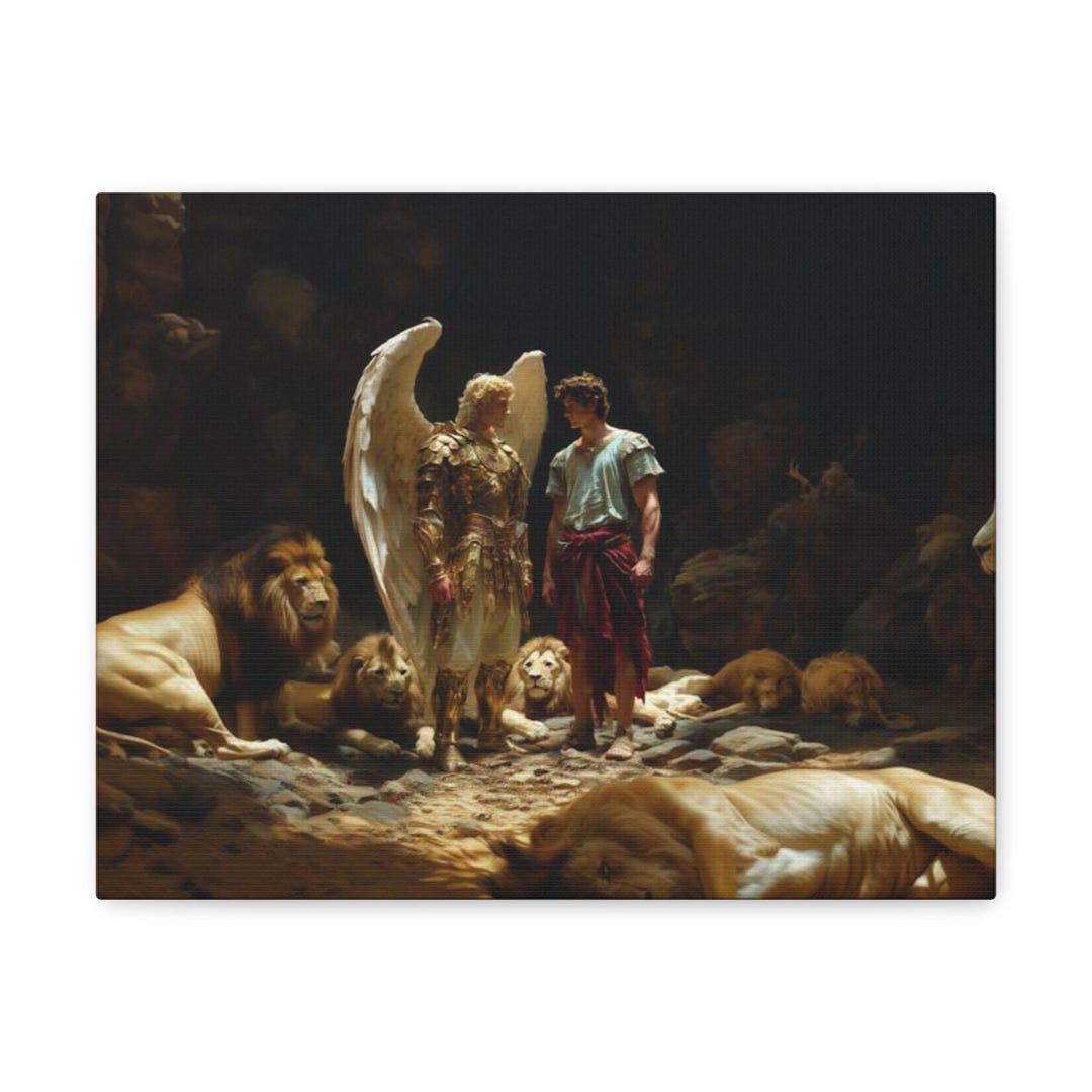 Daniel and the Lion's Den Wide - Biblical Art - Angels - Faith- Bedroom ...