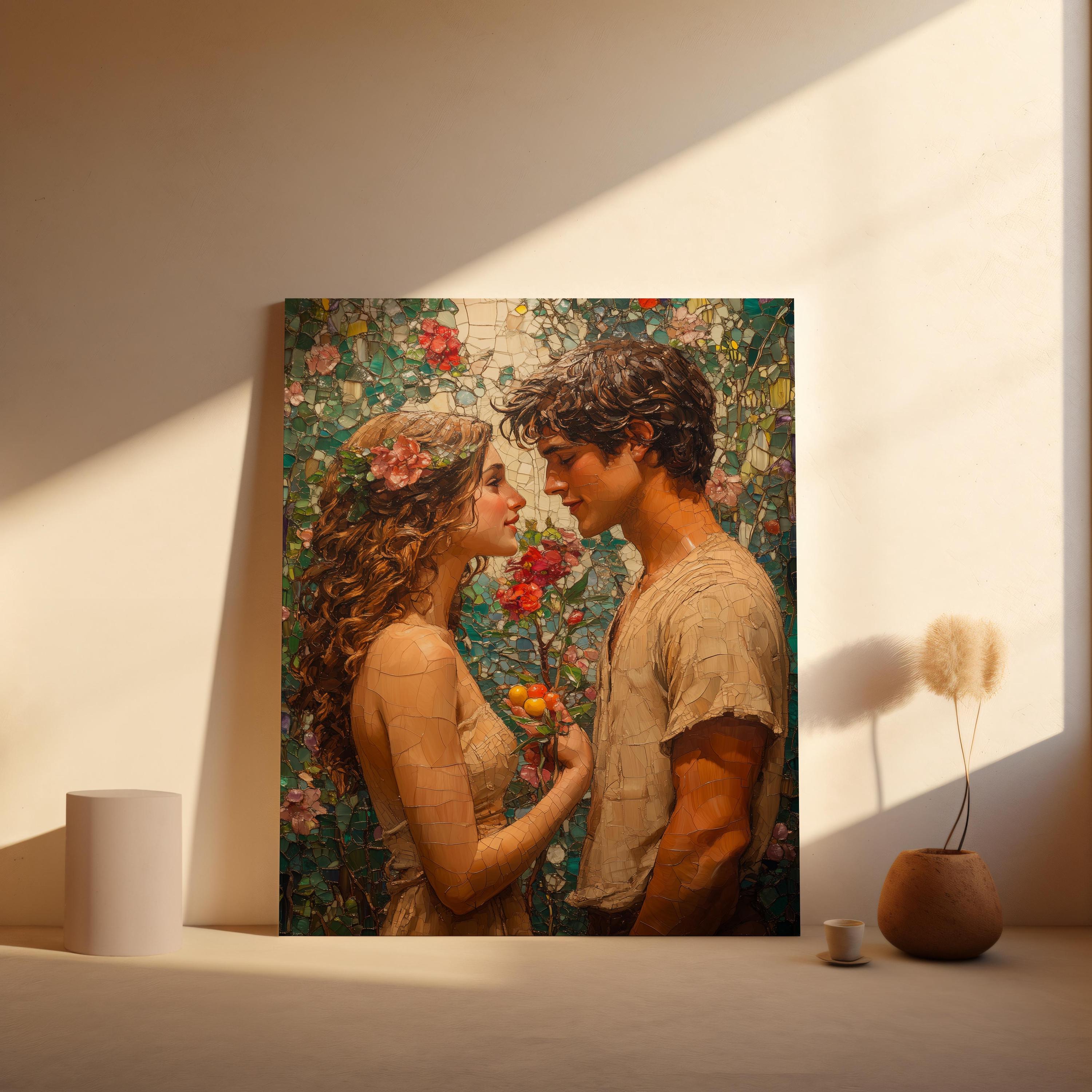 Adam and Eve Art - Romantic Couple Painting - Biblical Wall Art ...