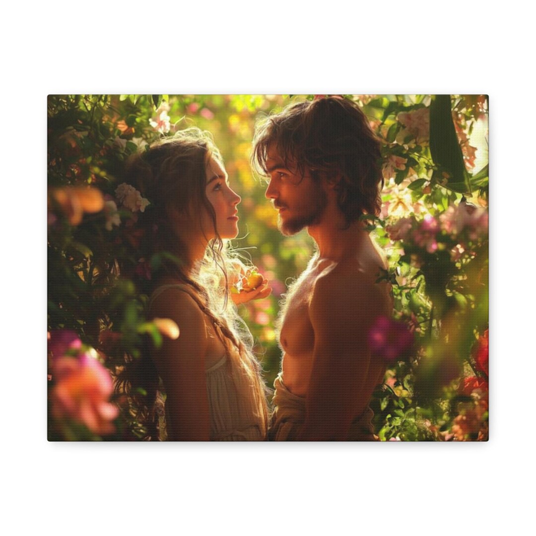 Adam and Eve Art Wide Romantic Couple Painting Biblical Wall Art ...