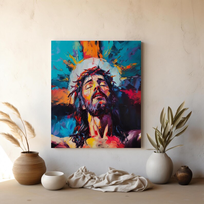 Jesus on Cross Biblical Art Home Decor Christian Gifts Birthday Gifts ...