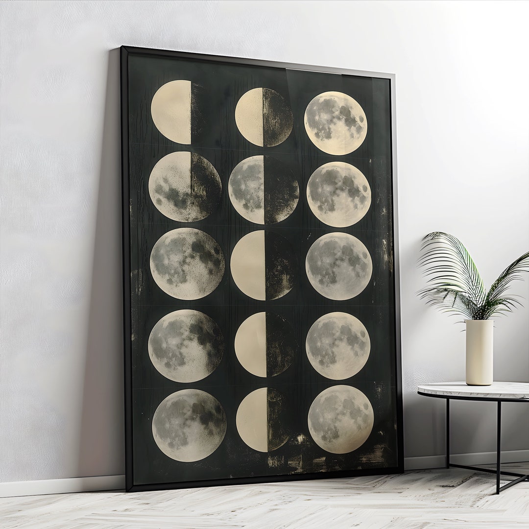Phases of the Moon Poster, Celestial Wall Art, Modern Home Decor, Lunar ...