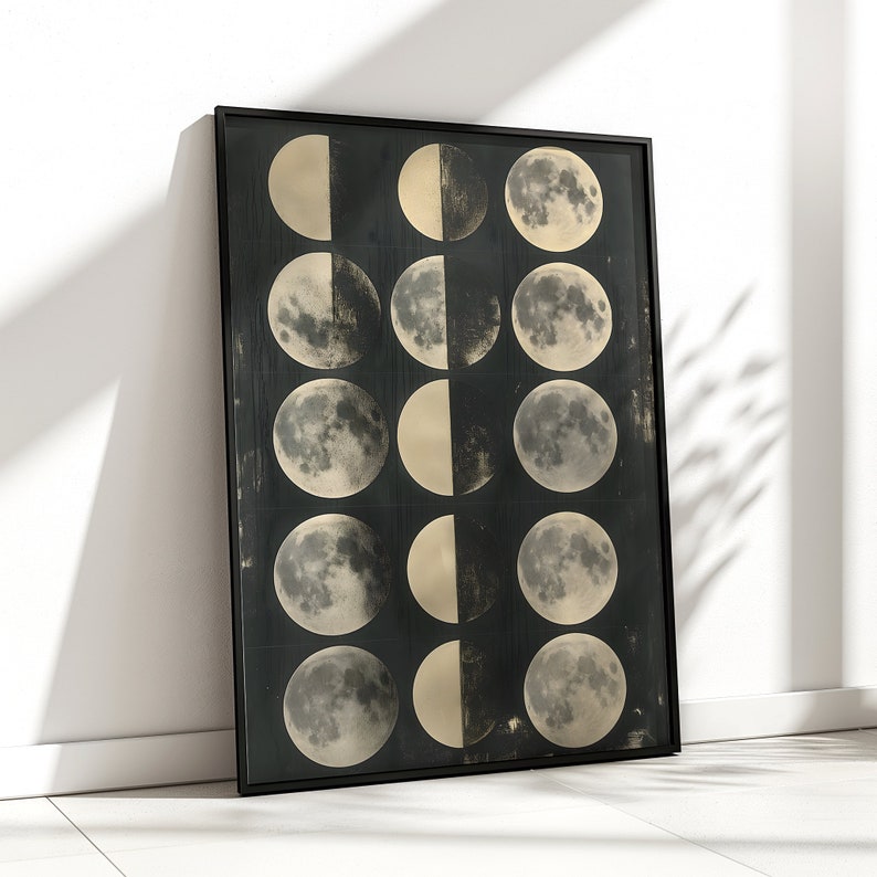 Phases of the Moon Poster, Celestial Wall Art, Modern Home Decor, Lunar ...