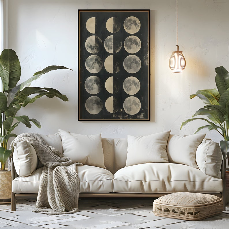 Phases of the Moon Poster, Celestial Wall Art, Modern Home Decor, Lunar ...