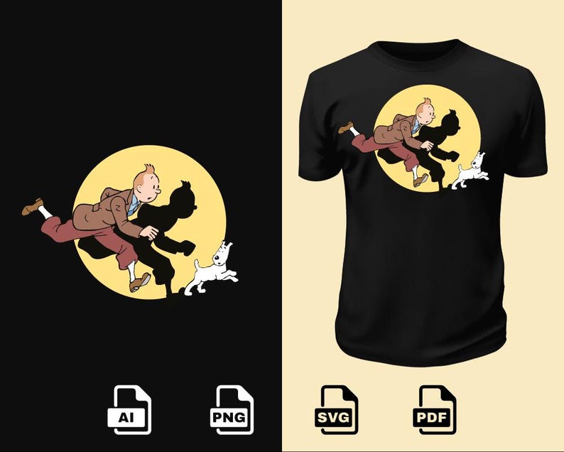 Tintin Cartoon Character Svg, Png, Ai, Pdf. - Etsy Australia
