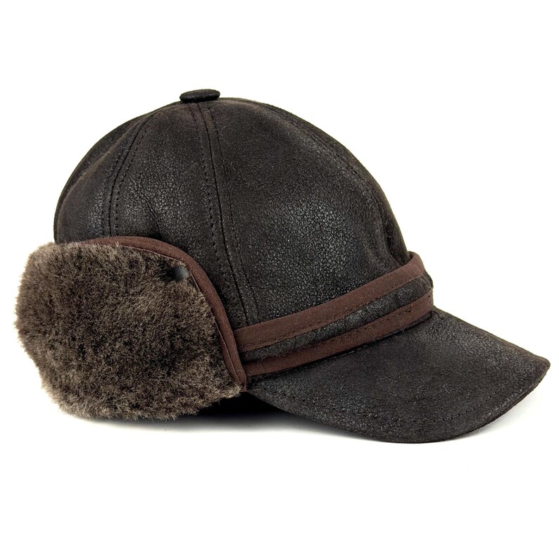 Sheepskin Leather Aviator Hat – Natural Wool Inside – No Synthetic ...