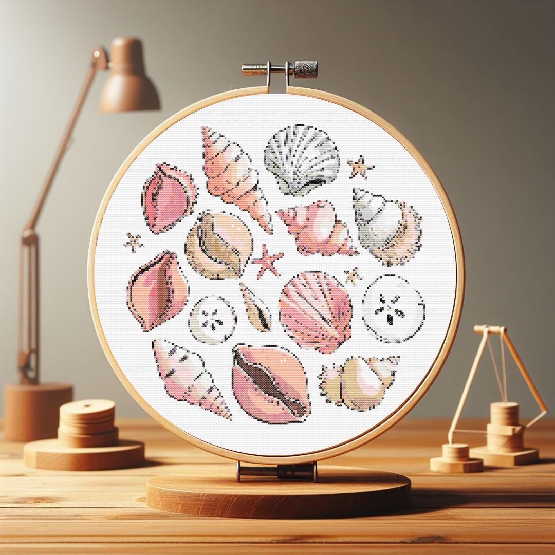 Seashell Cross-stitch Pattern – Coastal-inspired Design Featuring ...