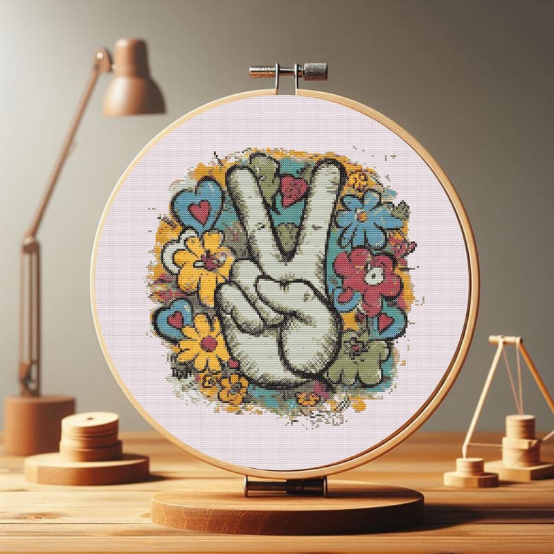 Peace Sign Cross Stitch - Etsy
