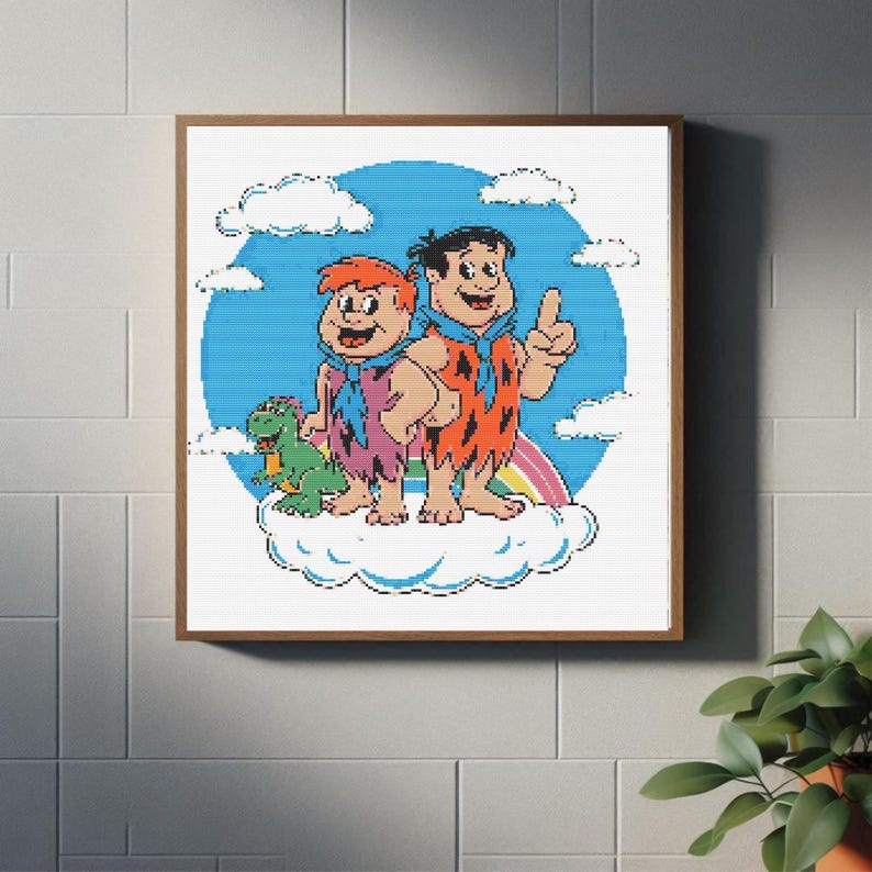 The Flintstones Cross Stitch Pattern-nostalgic DIY Embroidery Design ...