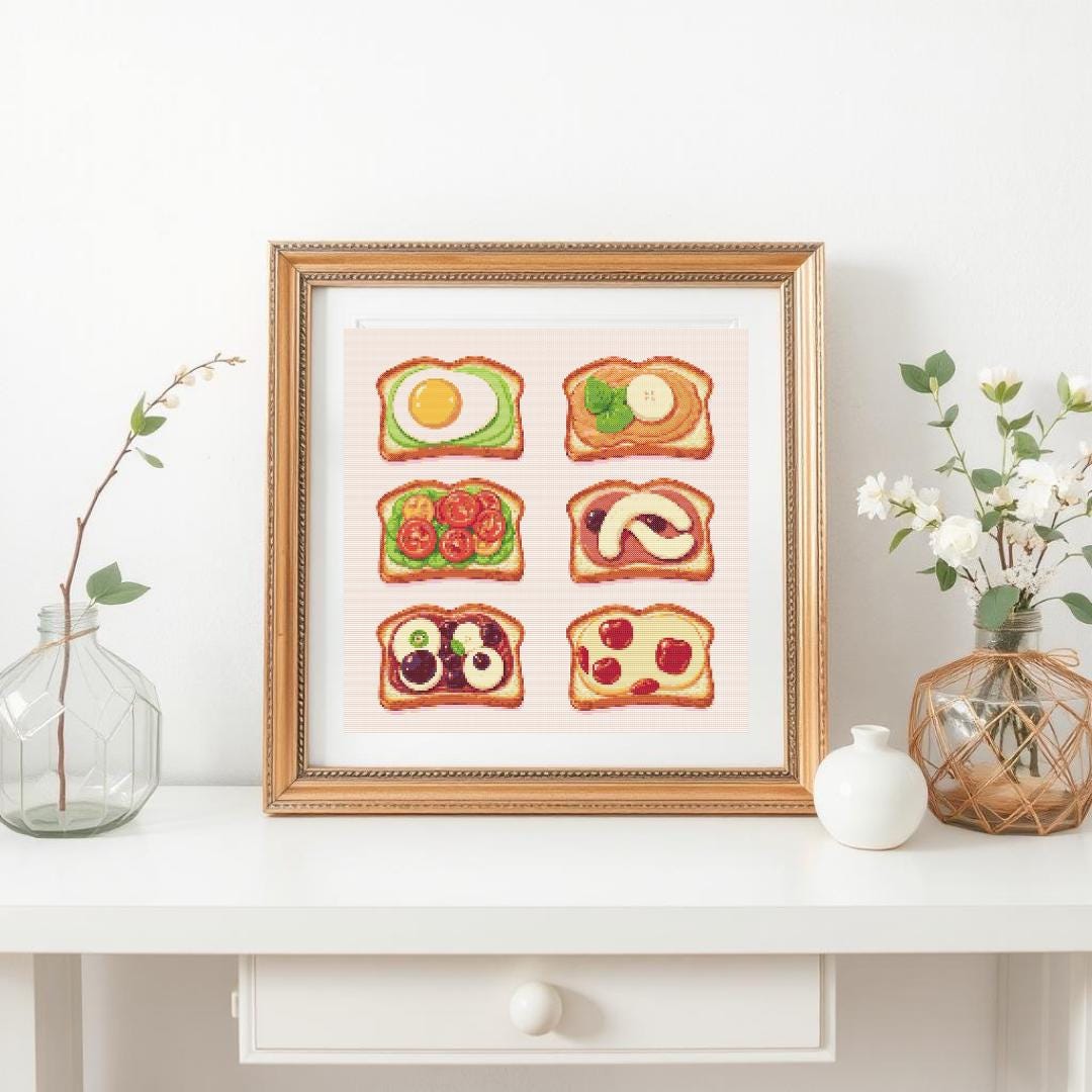 Toast Cross Stitch Pattern: Kitchen Breakfast Design (PDF) - Etsy