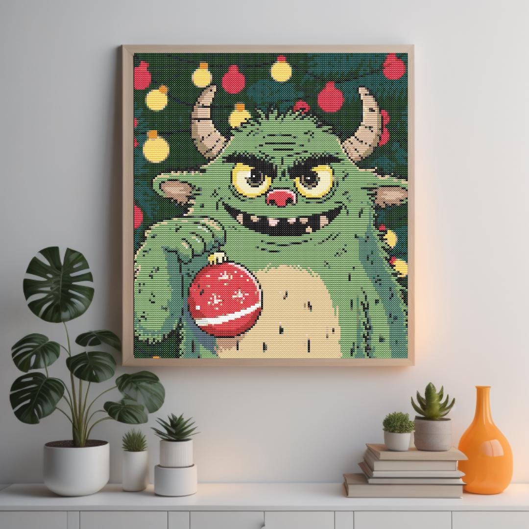 Goblin Grinch Cross Stitch Pattern: Spooky Christmas Design, Eerie ...
