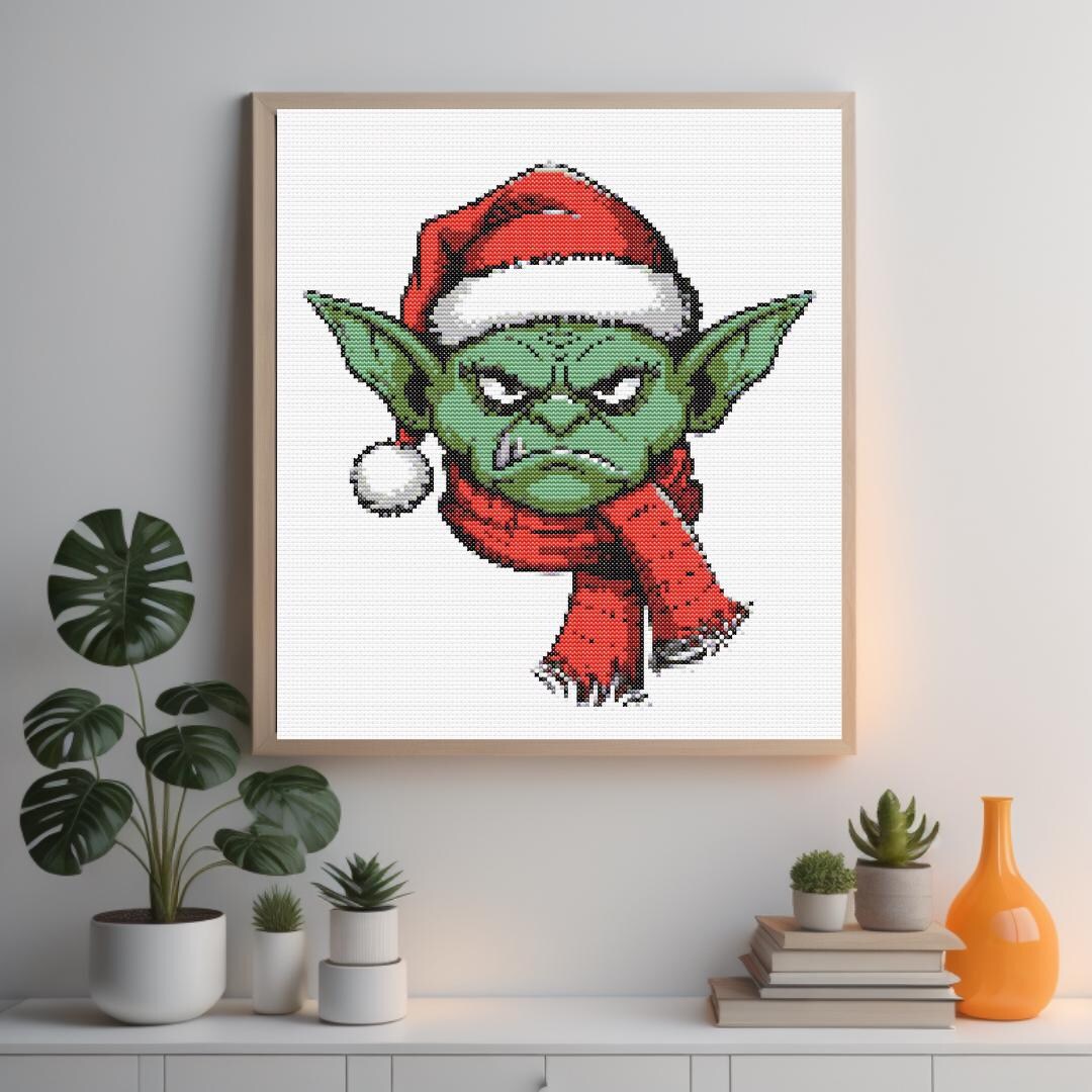 Goblin Grinch Cross Stitch Pattern: Spooky Christmas Design, Eerie ...