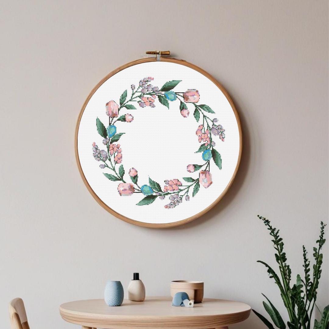 Gemstone Wreath Cross-stitch Pattern – Elegant Design Featuring ...
