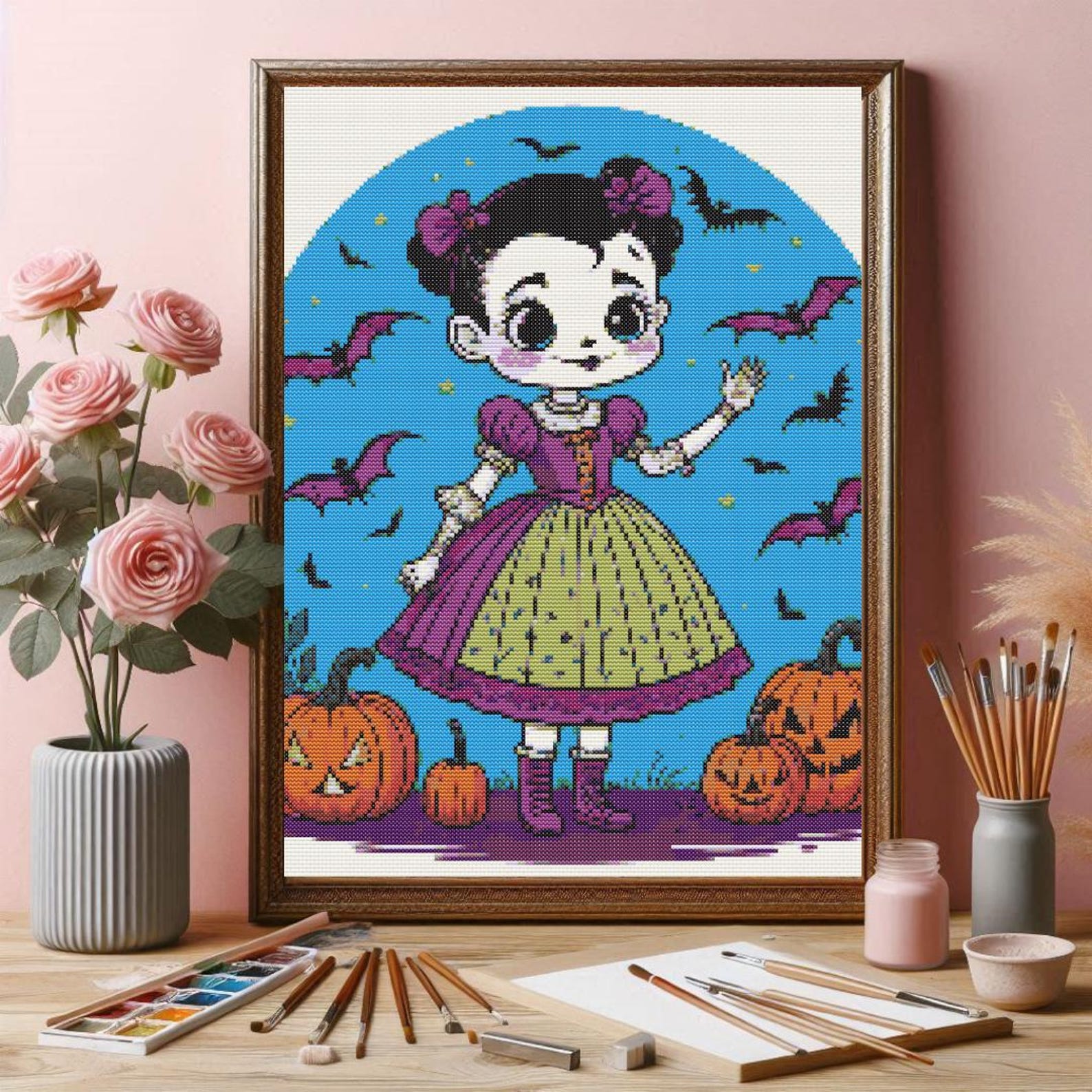Catrina Halloween Themed Cross Stitch Pattern Pdf-pumpkin Cross Stitch ...