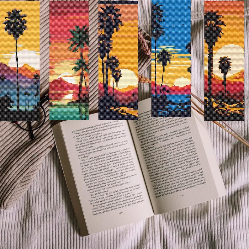 5 Pcs Bookmark Cross Stitch Pattern Pdf-modern Cross Stitch Bookmark ...
