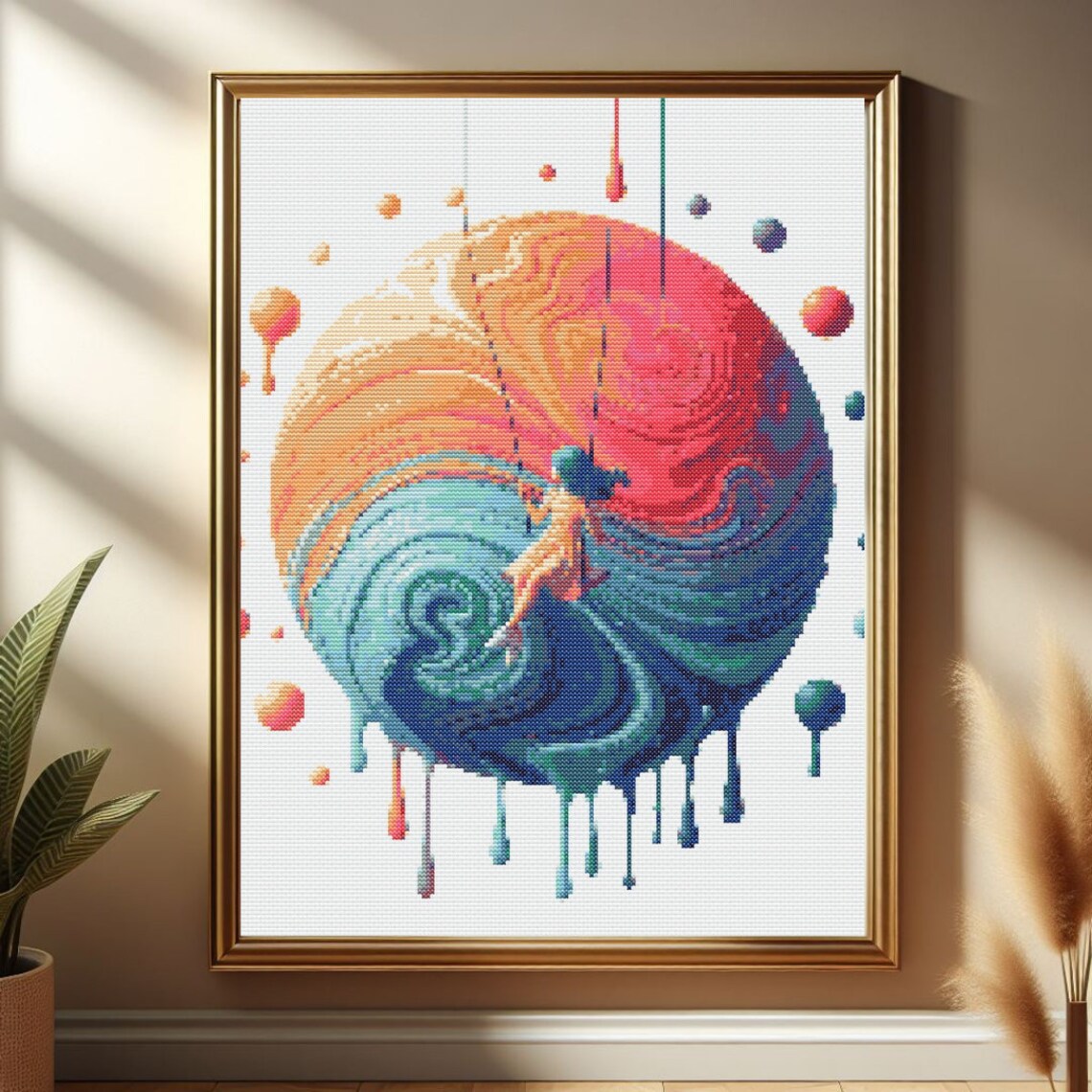 Cross Stitch Pdf File Designed With Abstract Vivid Colors-embroidery ...