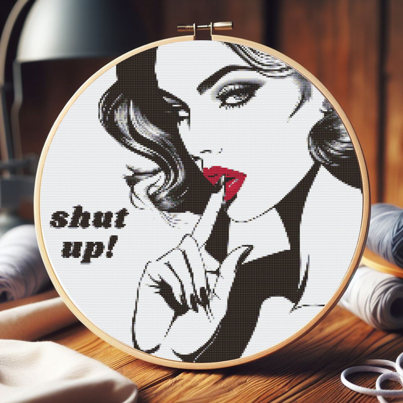 Cross Stitch Model With Shut up Text Suitable for Home and Wall ...