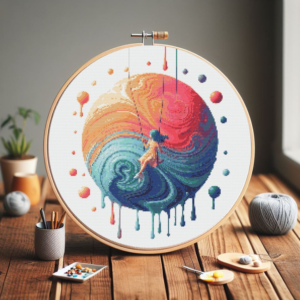 Cross Stitch Pdf File Designed With Abstract Vivid Colors-embroidery ...