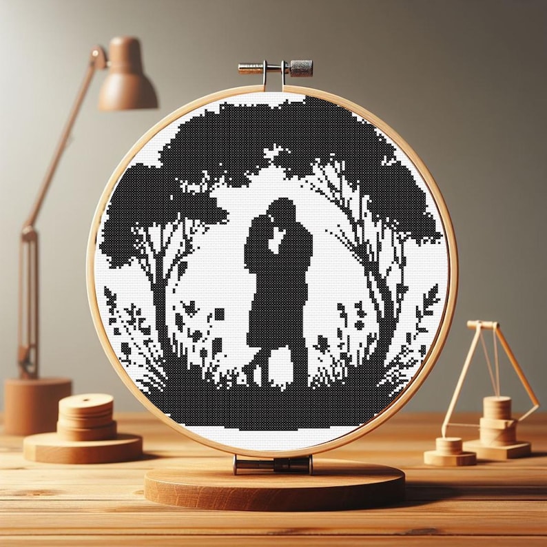 Easy to Make Single Color Cross Stitch Model for Valentine's Day ...