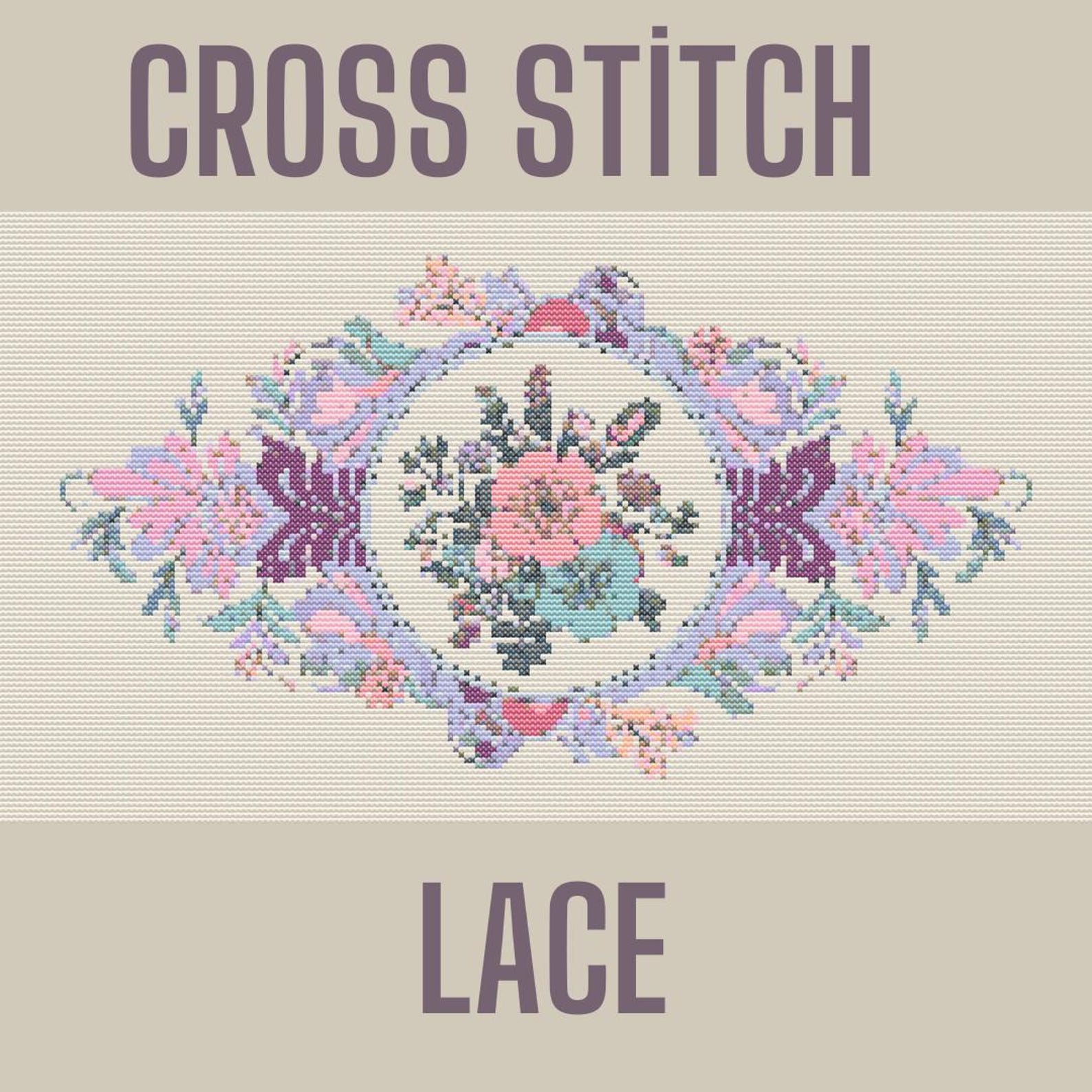 Elegant Lace Cross Stitch Patterns in Pastel Colors: Delicate and Soft ...