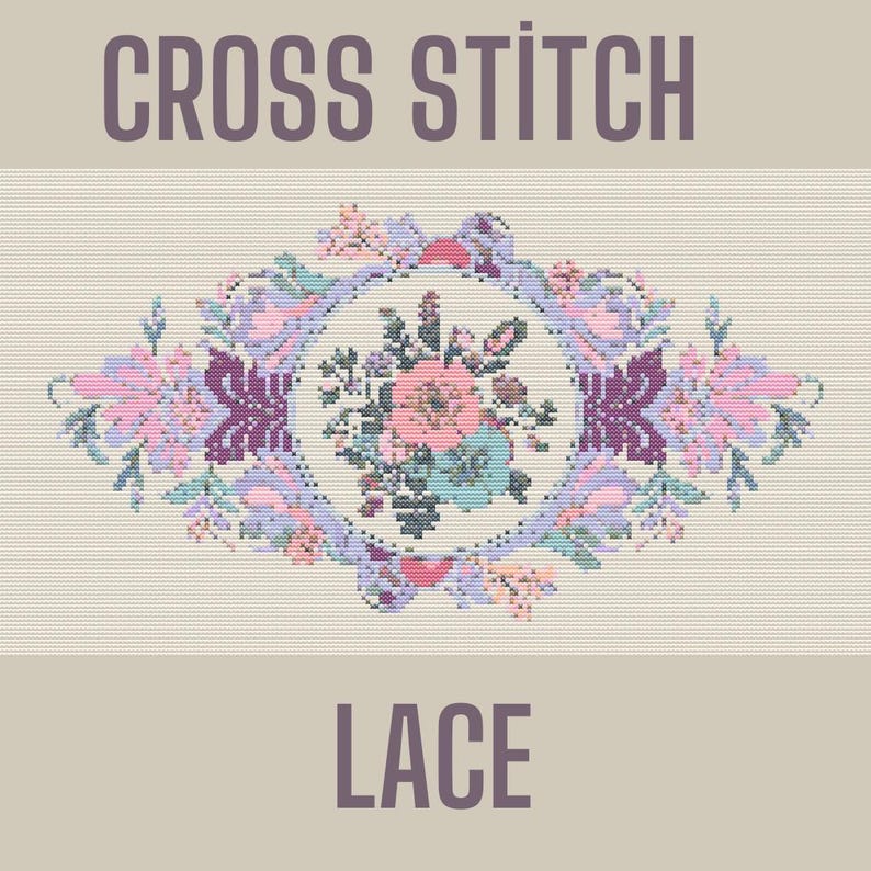 Elegant Lace Cross Stitch Patterns in Pastel Colors: Delicate and Soft ...