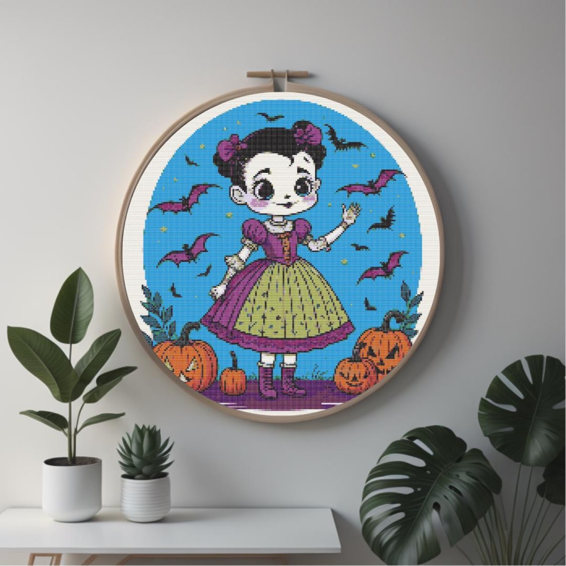 Catrina Halloween Themed Cross Stitch Pattern Pdf-pumpkin Cross Stitch ...