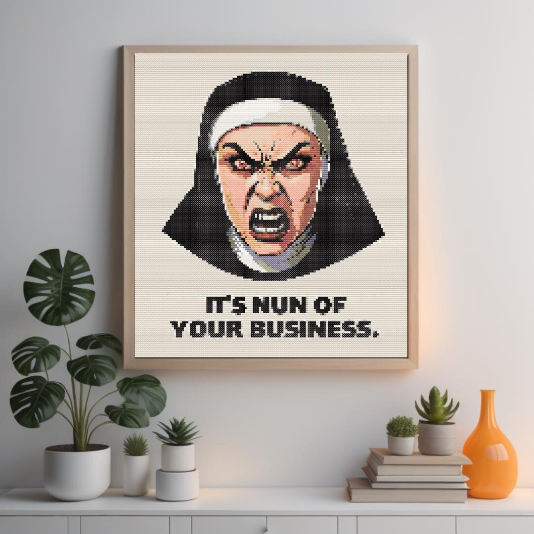 Comic Style Angry Nun 'YOU'RE A NUN' Cross Stitch Pattern-christian ...