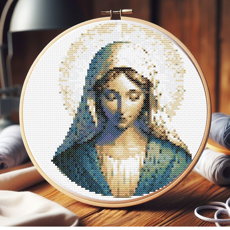 Virgin Mary Cross Stitch Pattern Digital Download Cross Stitch