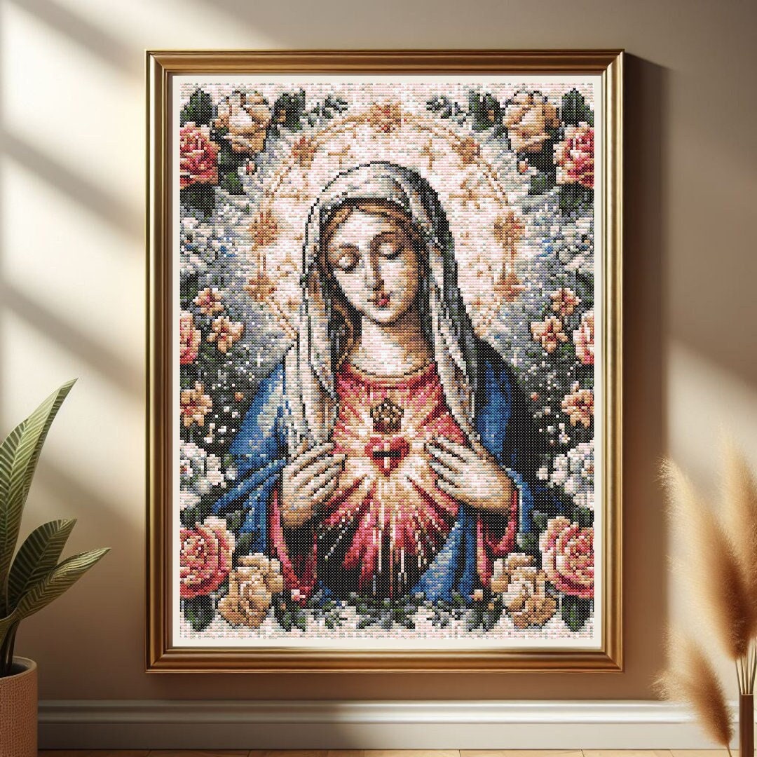 Virgin Mary Cross Stitch Pattern - Digital Download-cross Stitch ...