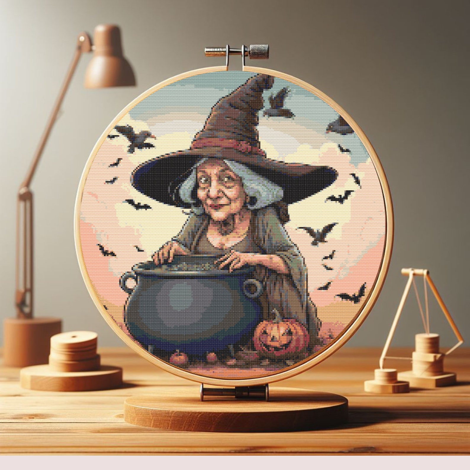 Add Color to Your Cross Stitches With Witch Art-dark Cross Stitch ...