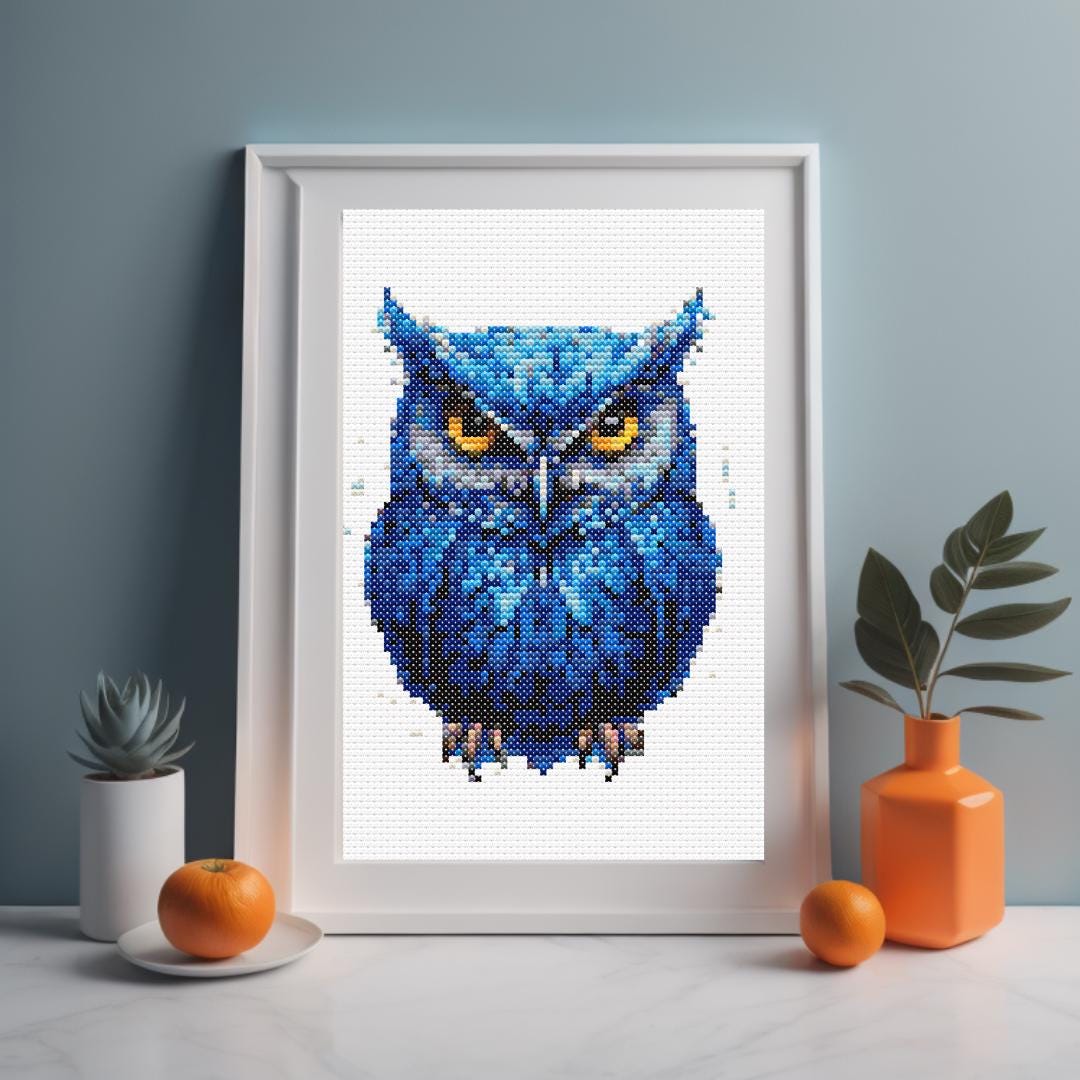 Navy Blue Owl Cross Stitch Model-animal Cross Stitch-elite Home ...