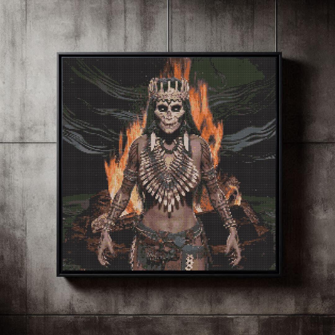 Dark Themed Scary Native American Witch Cross Stitch-native American ...
