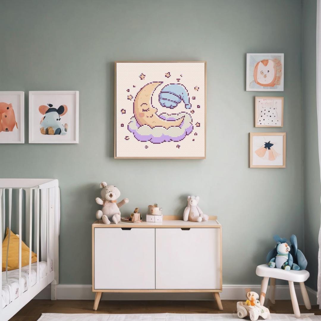 Cute Moon Cross Stitch Pattern - Kids Room Decor-cross Stitch Pattern ...