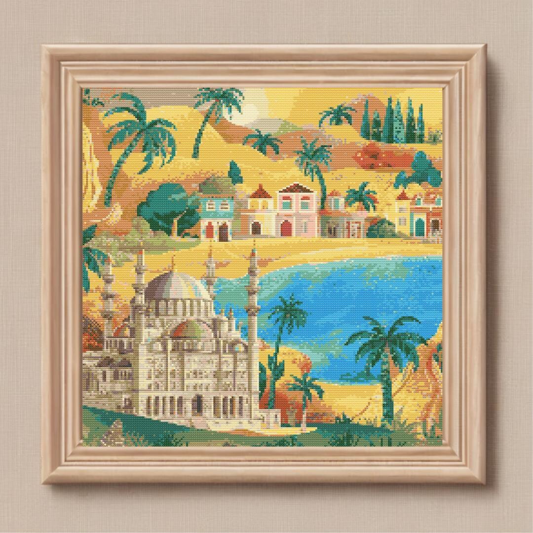 Mosque Motif Ethnic Cross Stitch Model - Add Color to Your Home With ...
