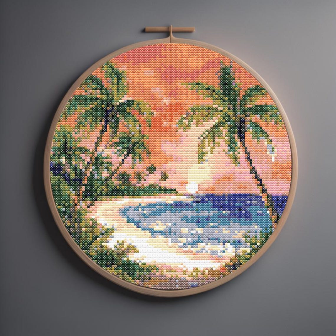 Sunset Cross Stitch in Maldives-landscape Cross Stitch Pattern Pdf-hoop ...