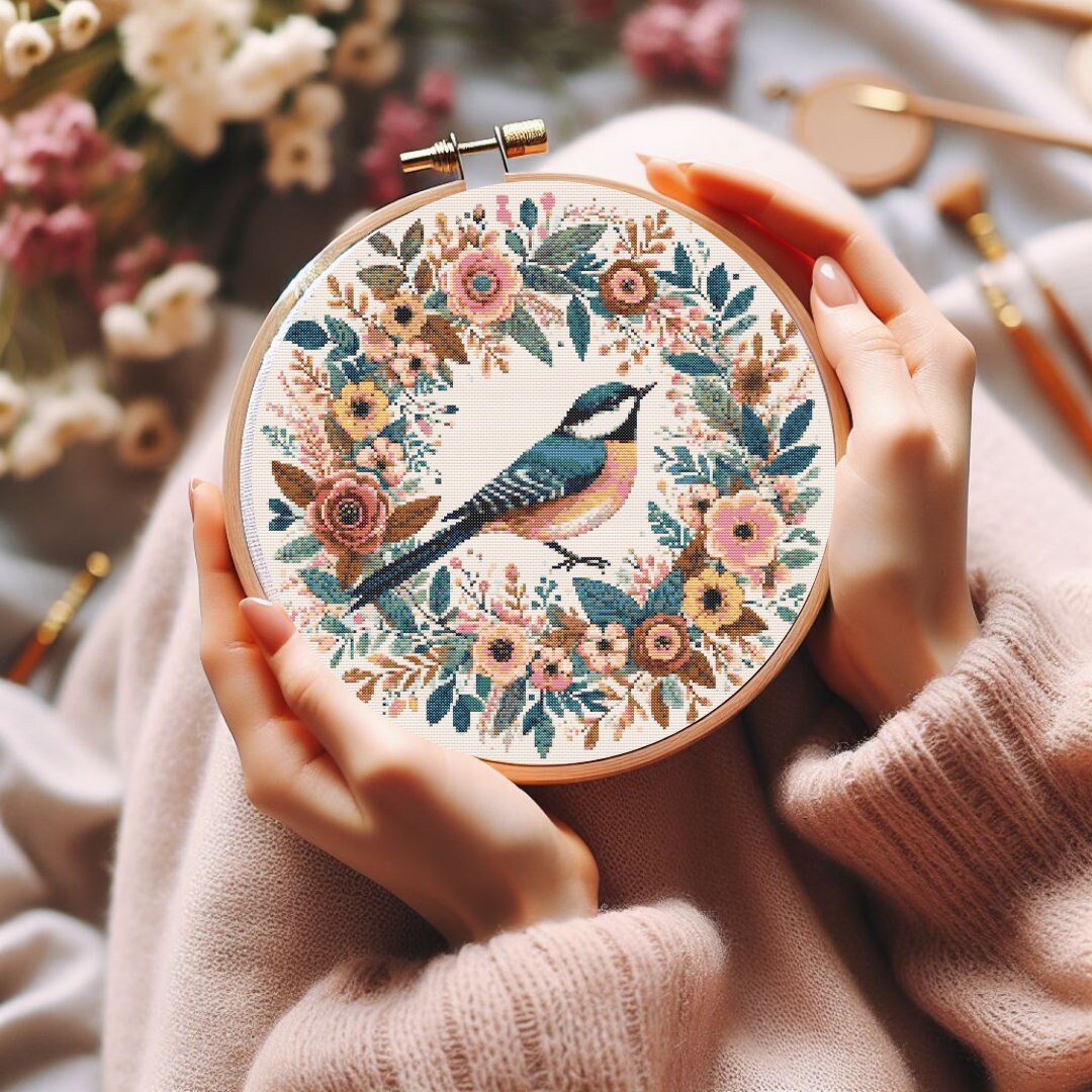 Cross-stitch Models With Flower and Bird Patterns: Colorful ...