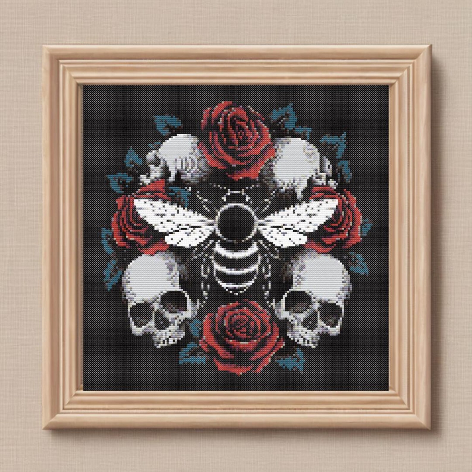 Gothic Bee With Skulls and Roses Cross Stitch Pattern – Dark Vintage ...
