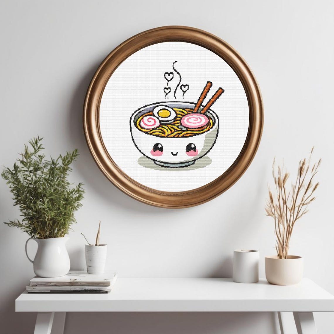 Kawaii Ramen Bowl Cross Stitch Pattern: Smiling Noodles Embroidery (PDF ...