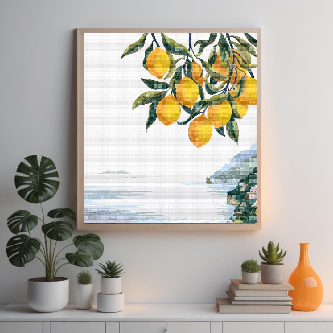 Amalfi Coast Lemon Tree Cross Stitch Pattern Pdf,modern Italian Citrus ...
