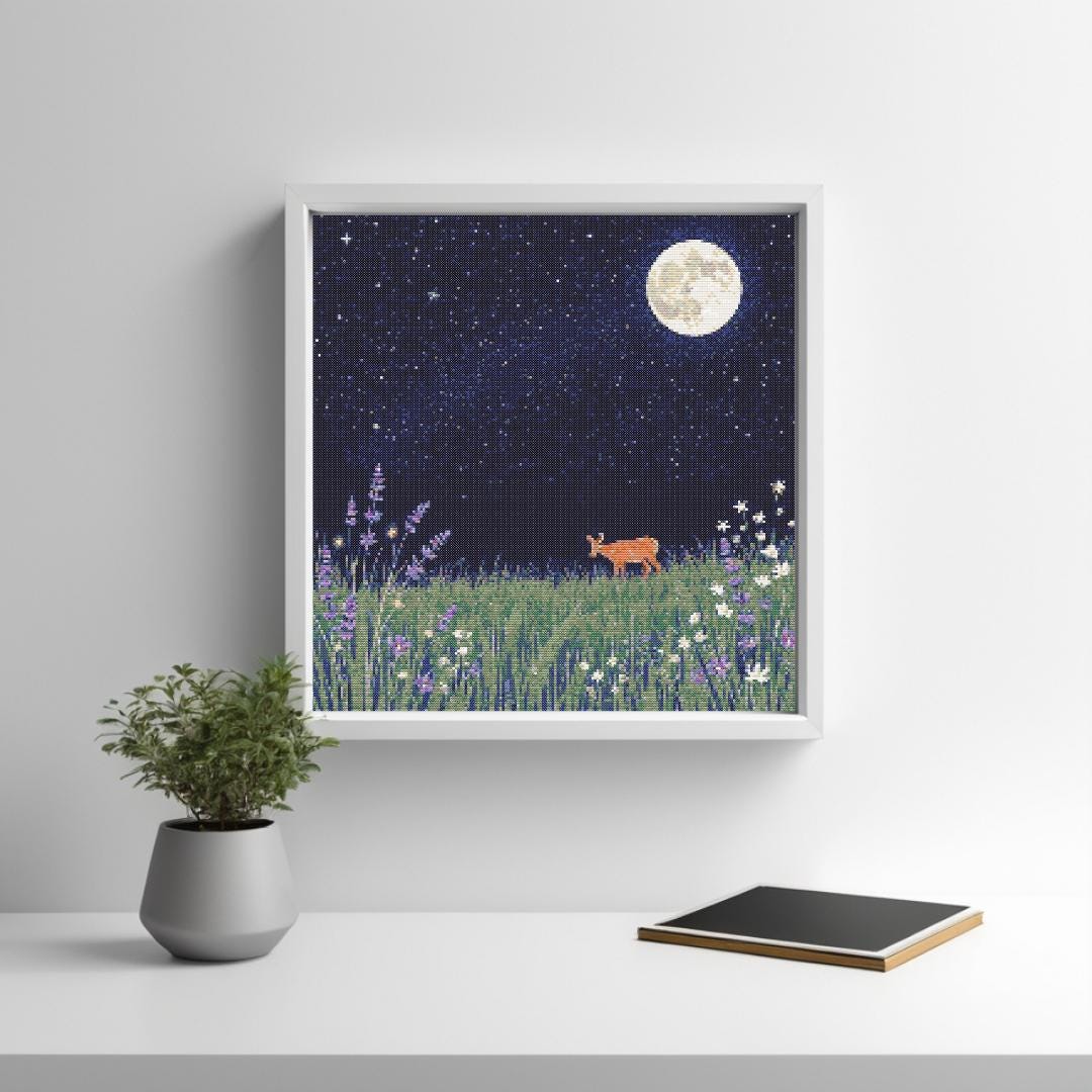 Nature Landscape Cross Stitch-deer Stiching-embroidery Design-modern ...