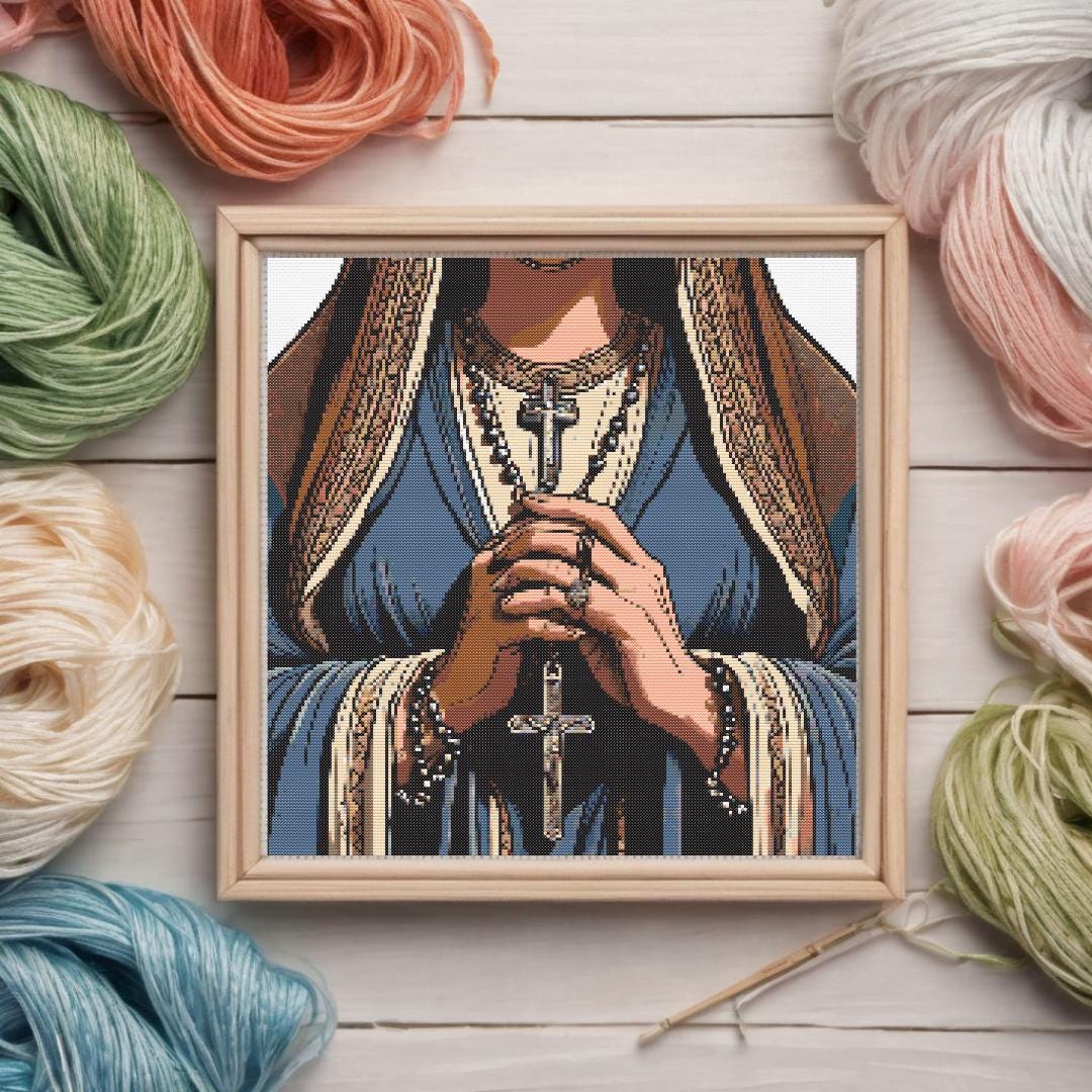 Mother of God,religious Hand Embroidery, Christian Cross Stitch ...